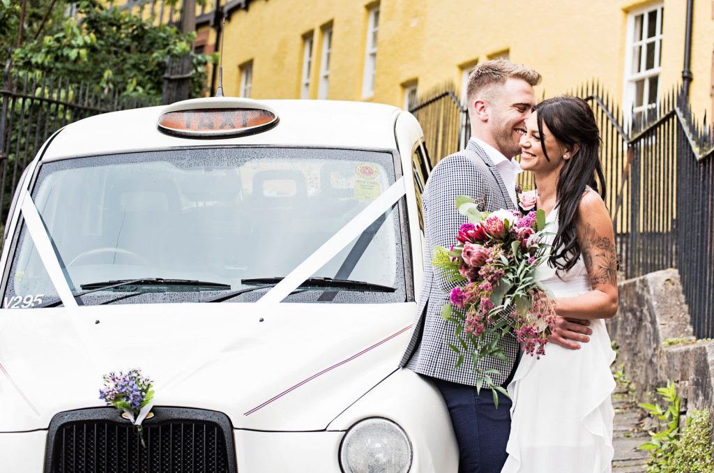 Wedding Taxis - black, white, signed cabs all decorated for you